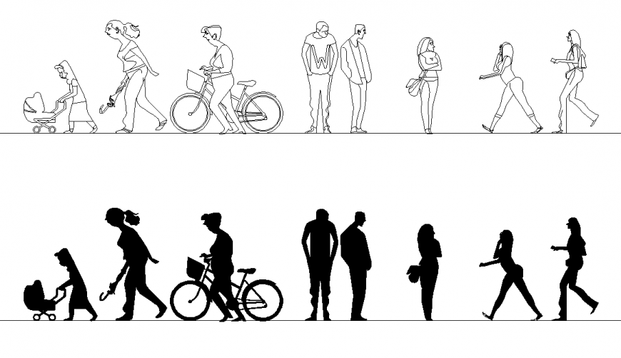 Walking People Cad Blocks Detail Elevation 2d View Dw - vrogue.co